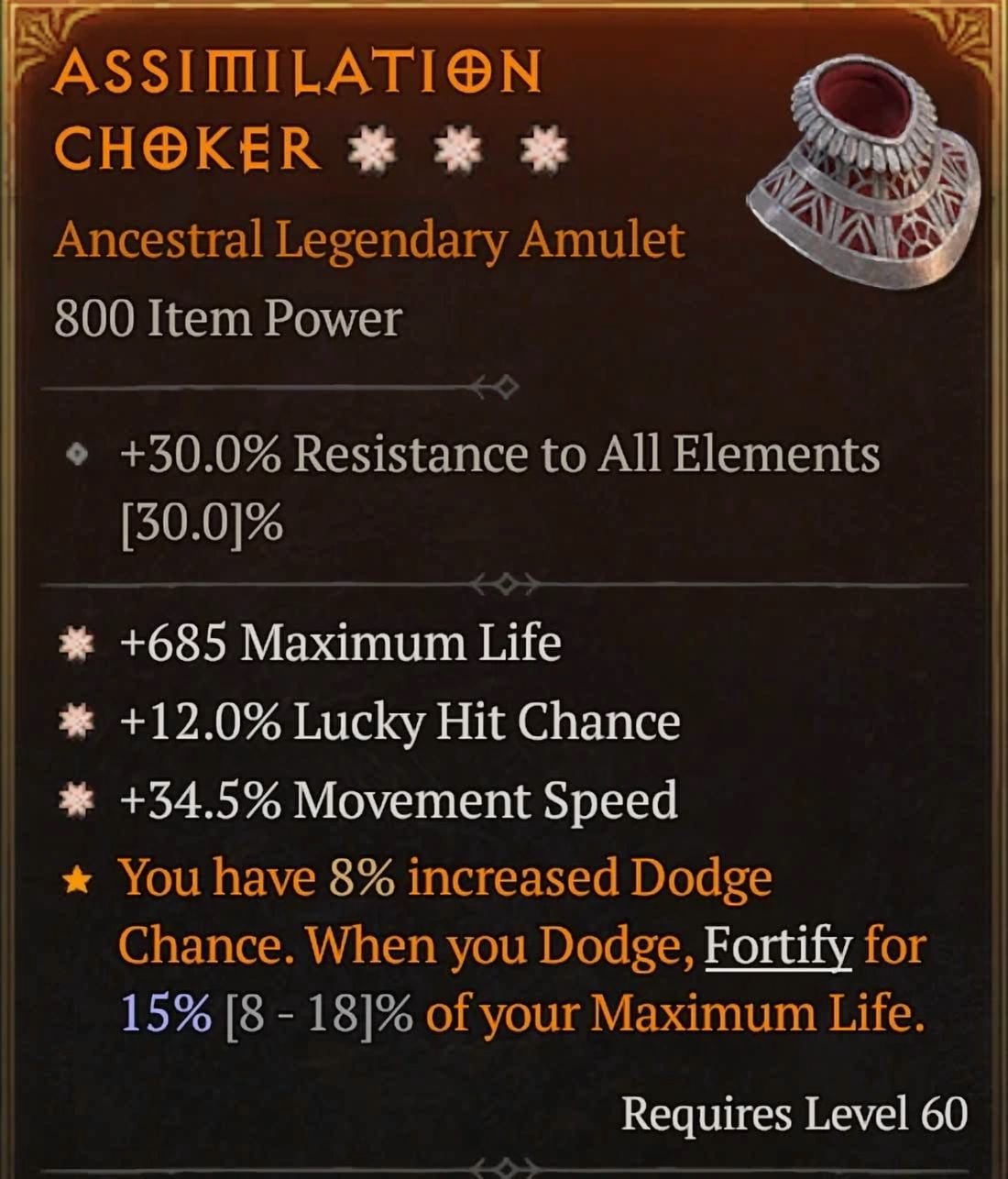 PRIME- ??Diablo 4??Season 9??Amulet??3Ga Life + Lucky Hit Chance ...