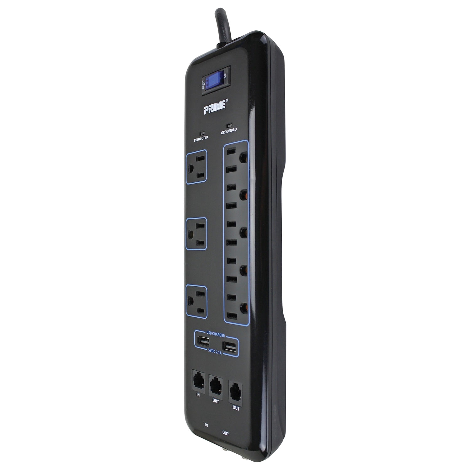 PRIME PB523118 8-Outlet Multimedia Surge Protector Power Strip with ...