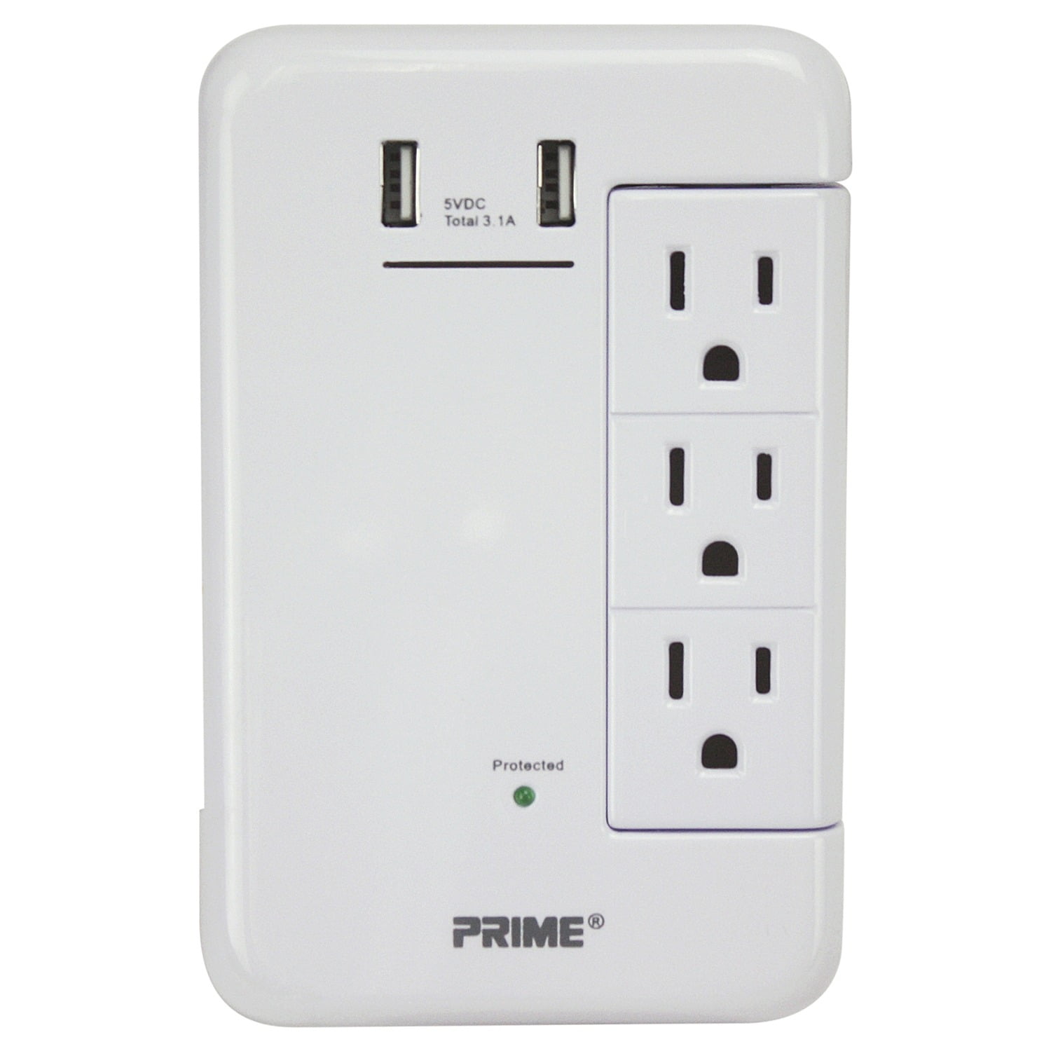 PRIME PBRUSB346S 6-Outlet Wall Tap with 1,200-Joule Surge Protection ...
