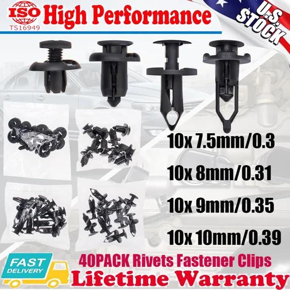 PRIME- Set Of 40 Car Push Retainer Pin Body Bumper Rivet Trim Moulding ...