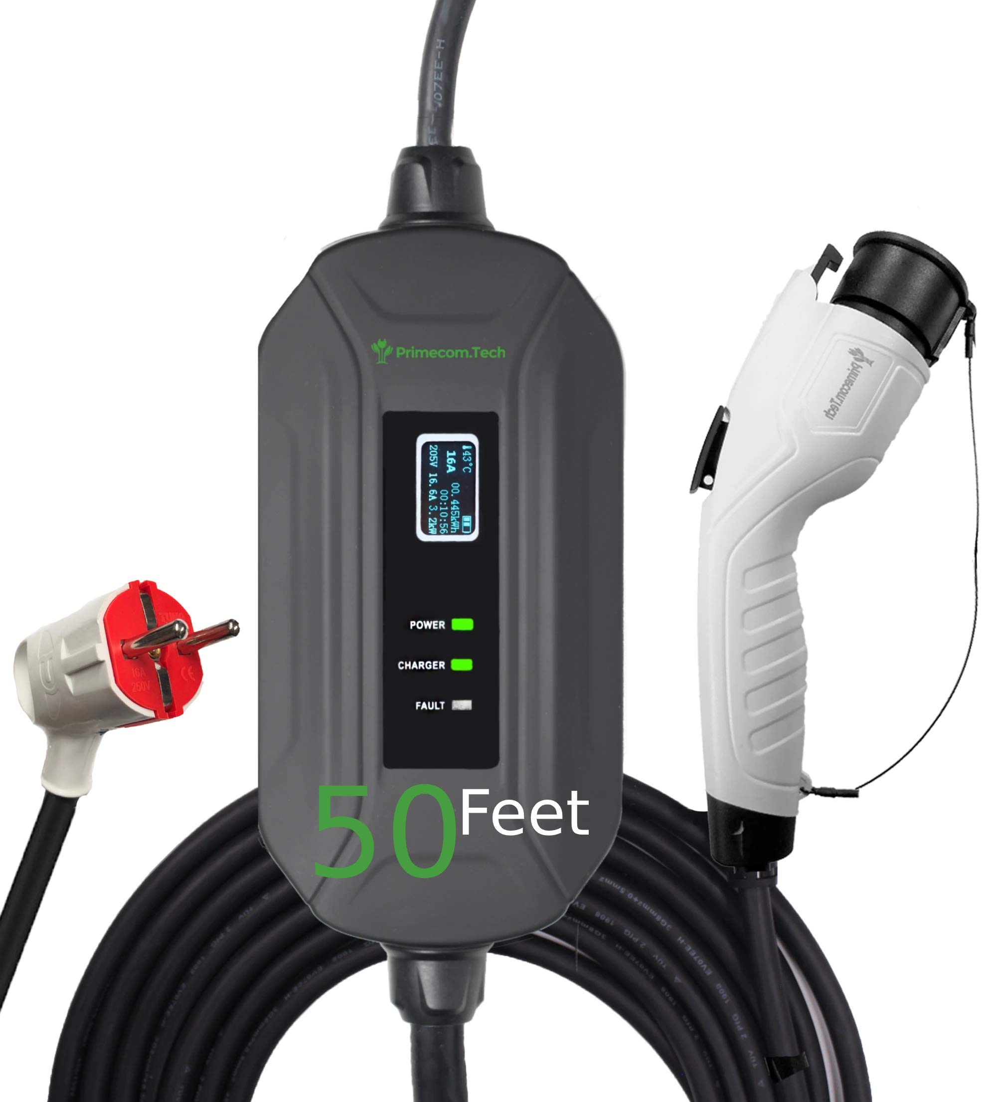 PRIMECOM Level 2 Electric Vehicle (EV) Charger (220V / 240Volt, 16Amp ...