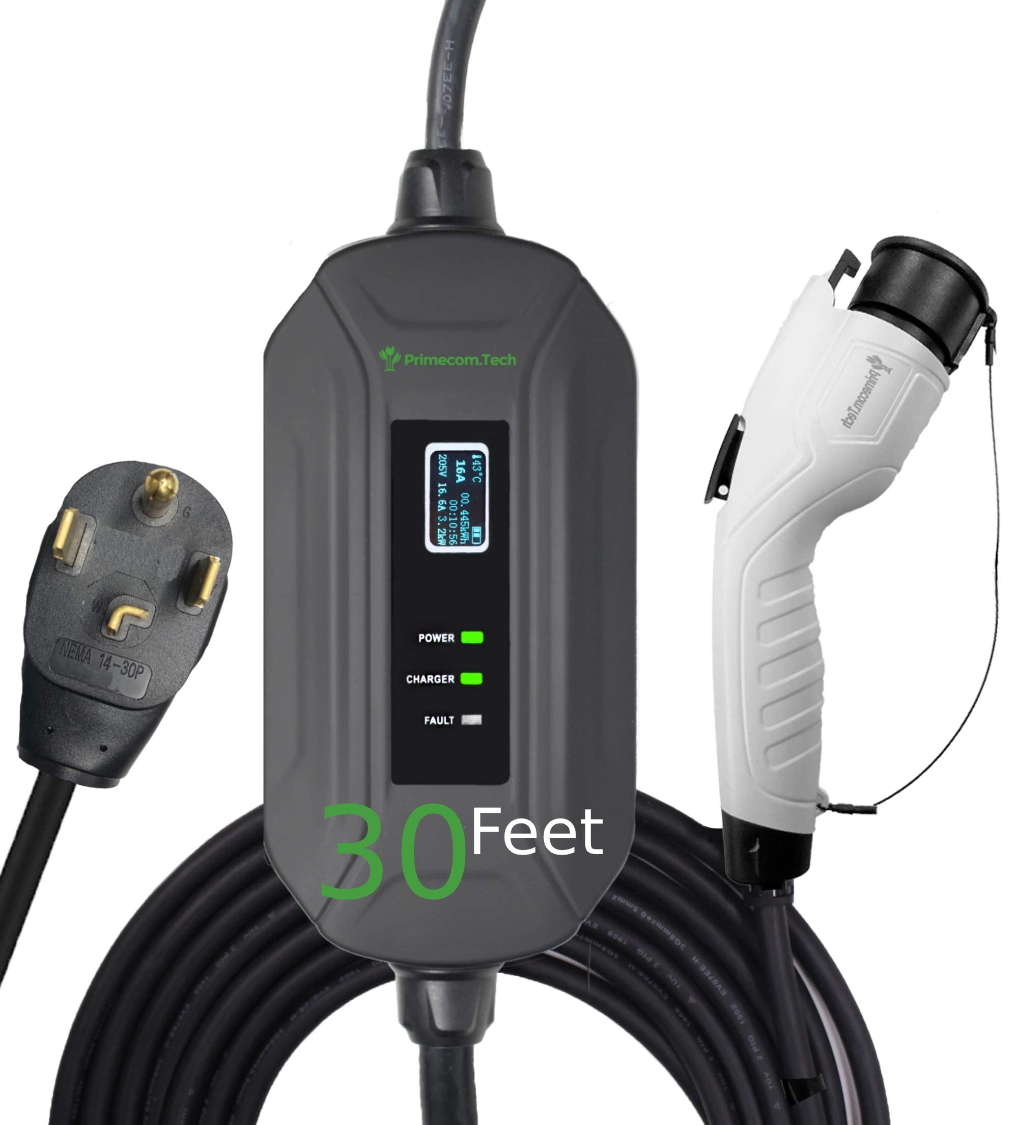 PRIMECOM Level 2 Electric Vehicle (EV) Charger (220V / 240Volt, 16Amp ...