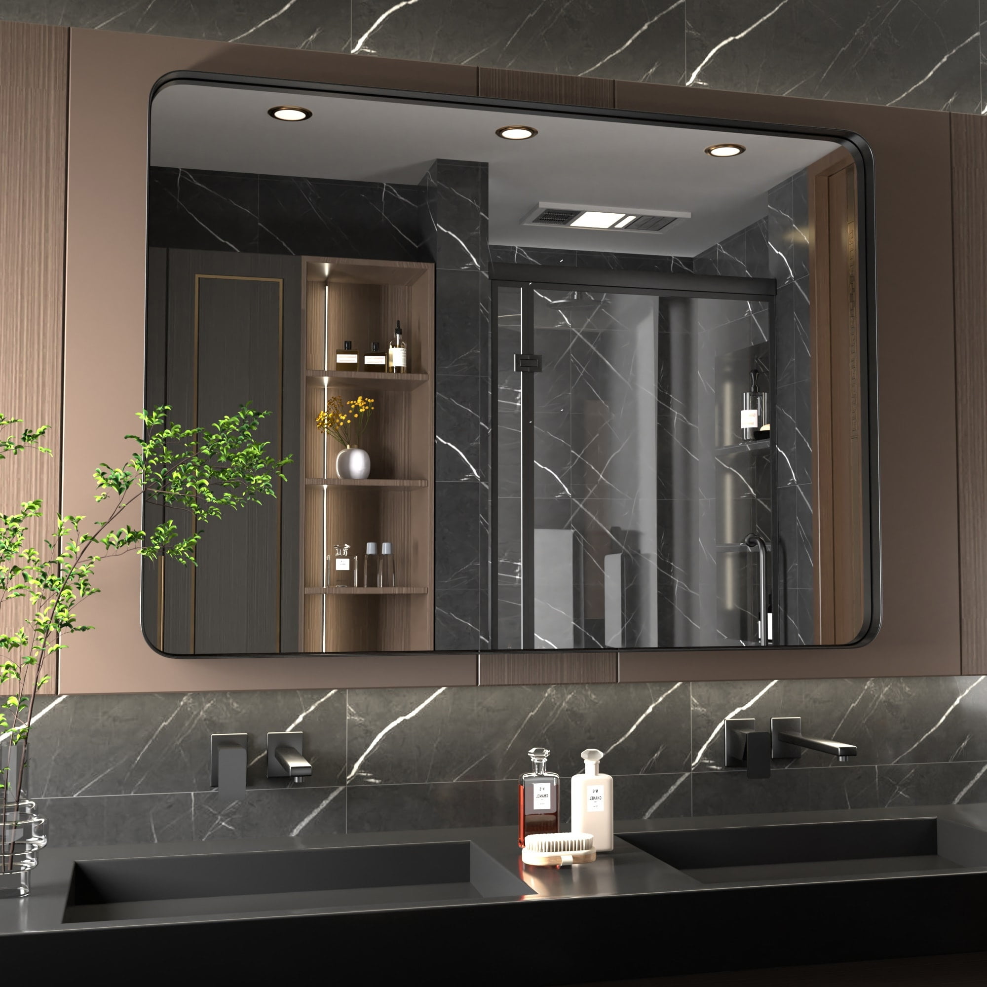 PRIMEPLUS Modern Wall Mirror, Rectangular Mirror with Metal Frame ...