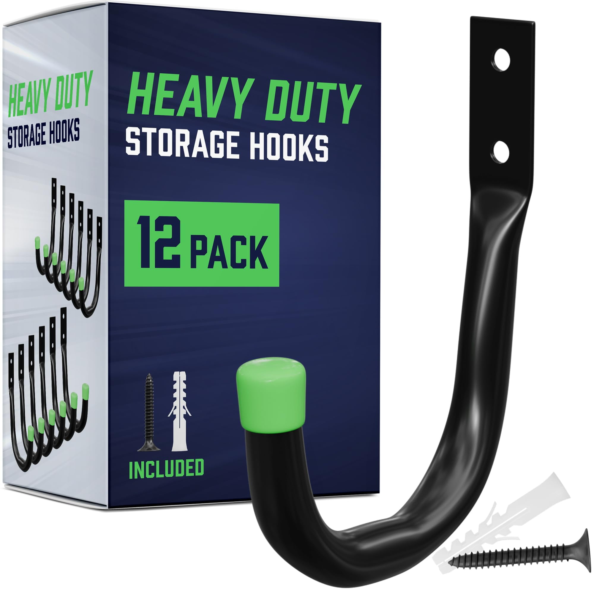 PRIMERIVER Heavy Duty Garage Storage Hooks | J-Hook Wall Mount Hangers ...