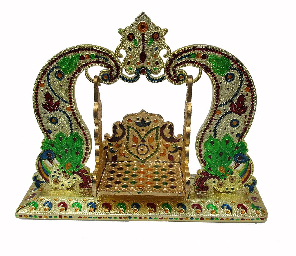PRIMIUM Ladoo Gopal Lord Krishna Peacock Jhula Beautiful Wooden Jhoola ...