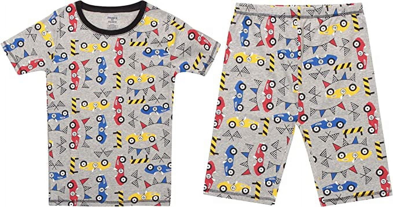 PRINCE OF SLEEP Boys' Cotton Pajama Sets, Short Sleeve, Race Cars ...