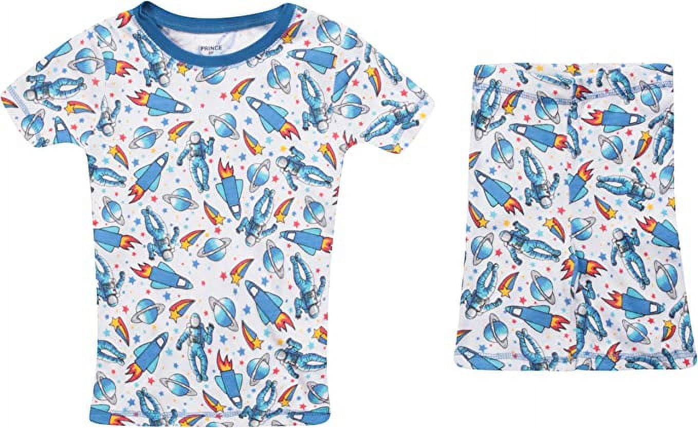 PRINCE OF SLEEP Boys' Summer Pajamas - Cotton Short Sleeve Spaceman ...