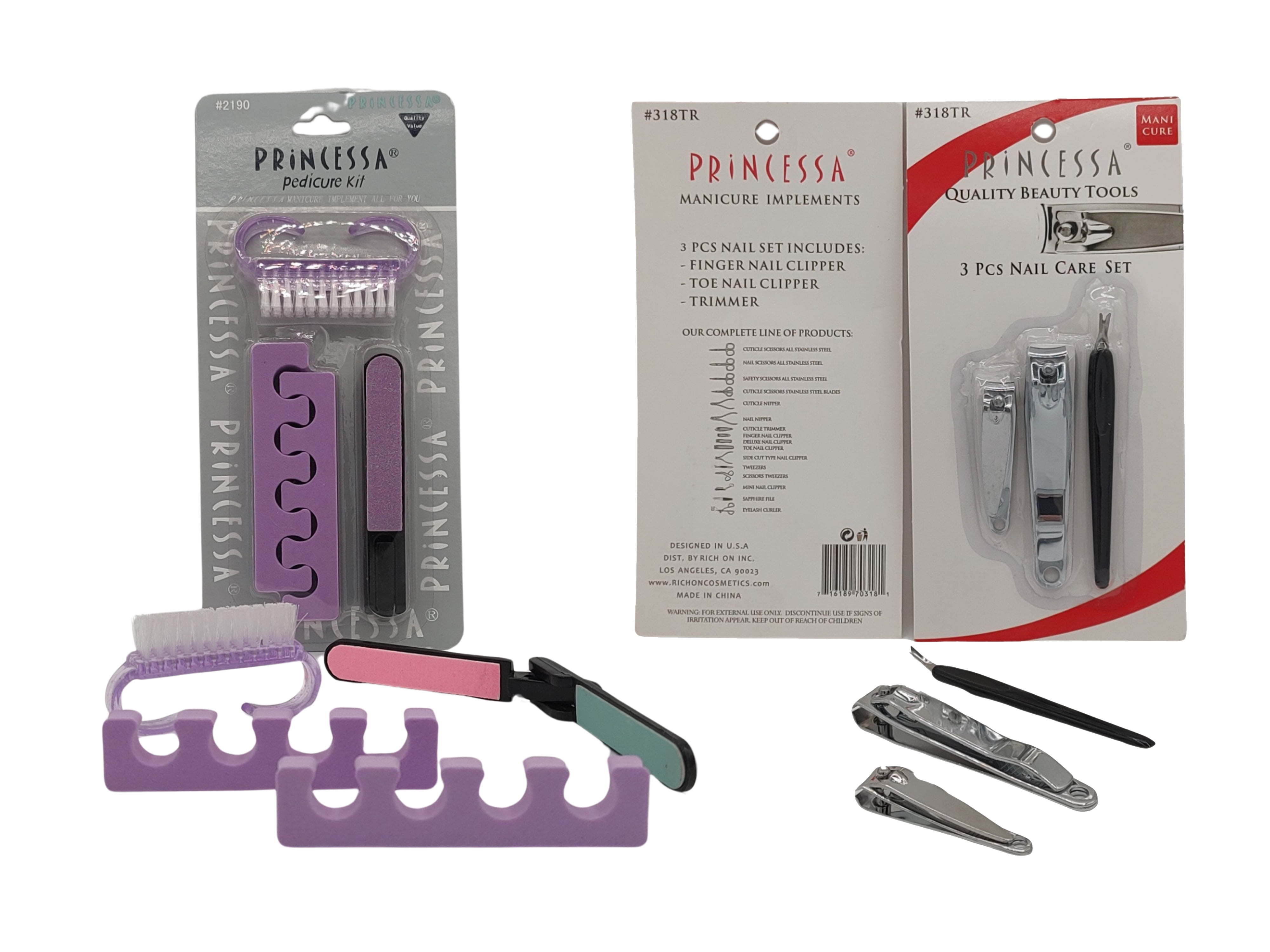 PRINCESSA 4 Pcs Pedicure and 3 Pcs Nail Care Set Tools, 2x Toe Spreader ...