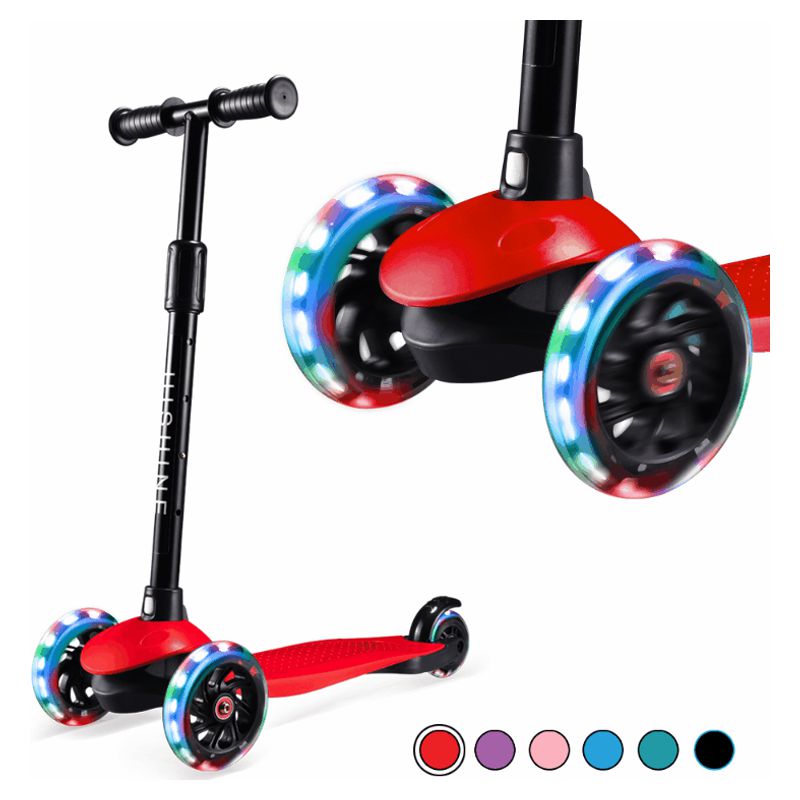 Hurtle 3-Wheeled Scooter for Kids - Wheel LED Lights, Adjustable Lean ...