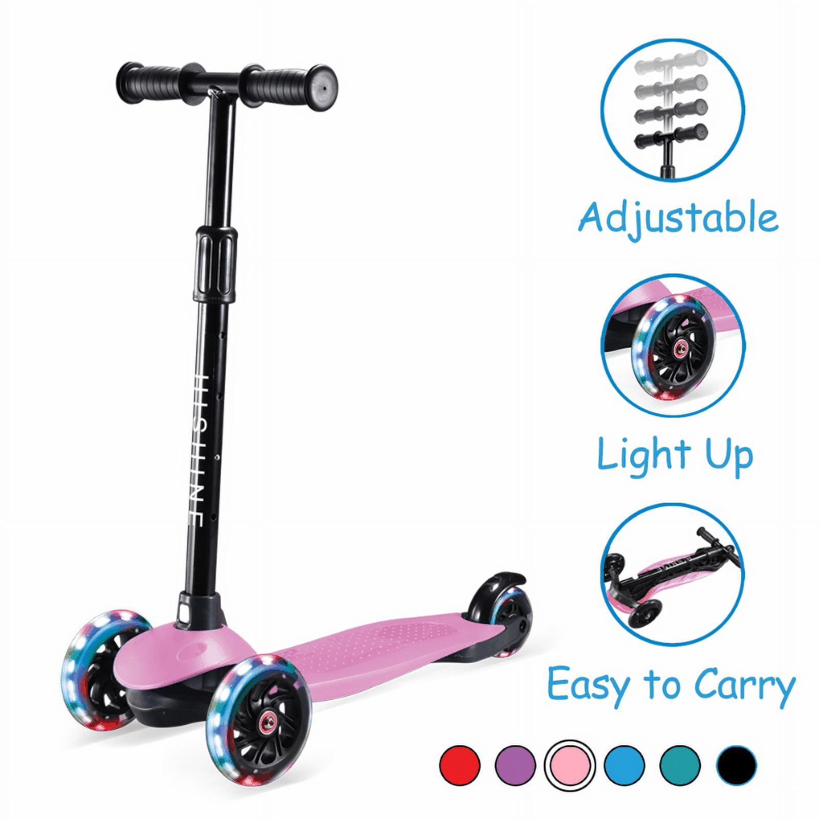 PRINIC Durable Kick Scooter for Kids, 2-7 Years Old, 3 Light Up Wheels ...