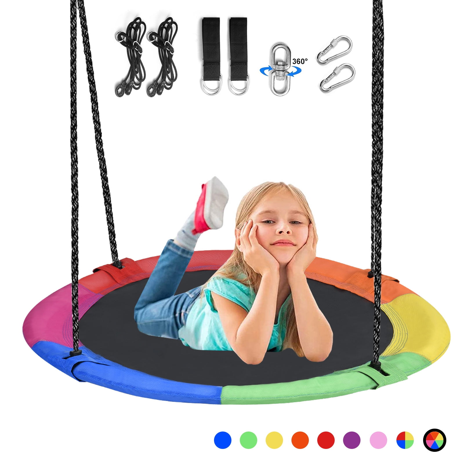 PRINIC Saucer Tree Swing for Kids, Waterproof Flying Saucer Swing with A Swivel, Hanging Straps ...