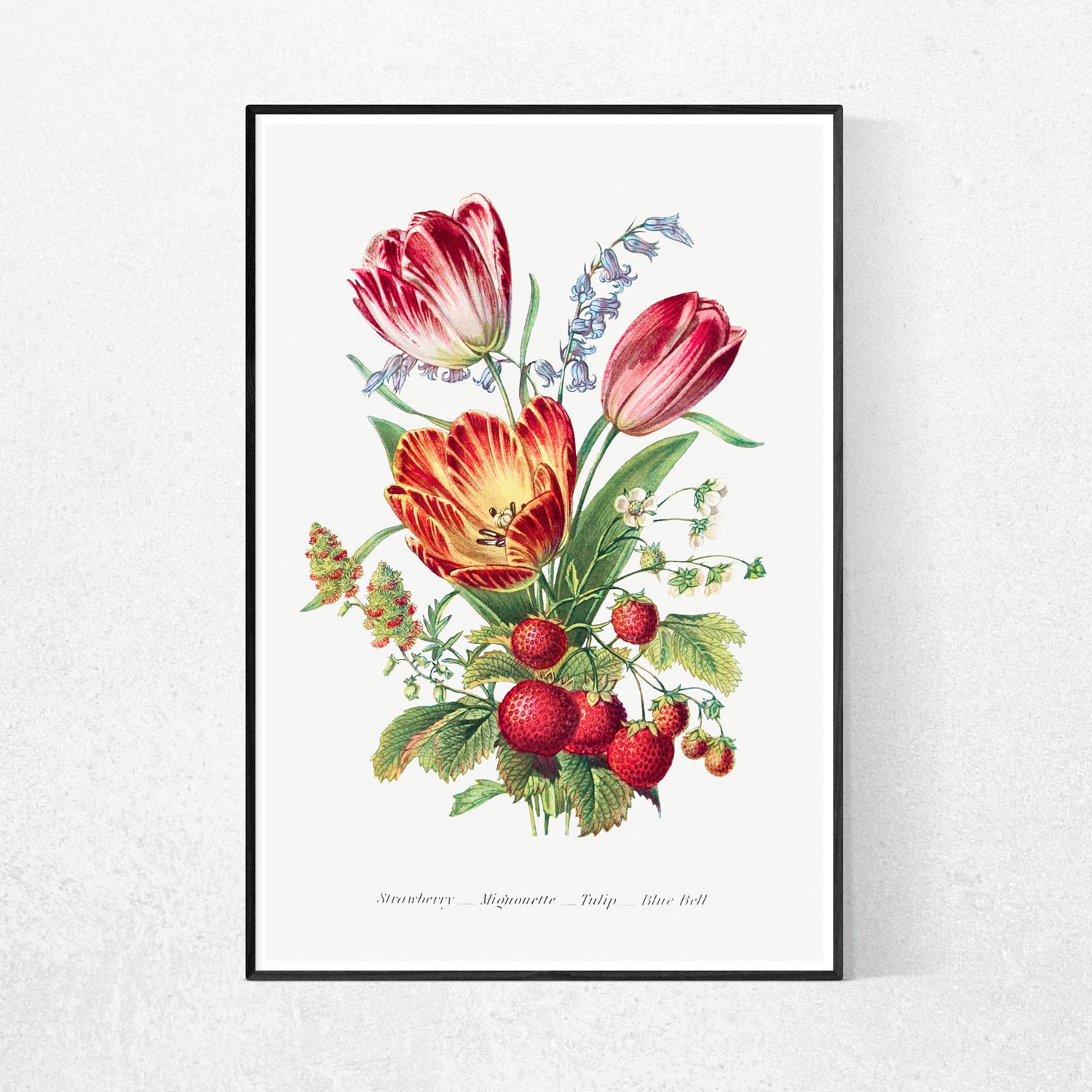 PRINTABLE WALL ART "Strawberry Tulip" Flower Poster, Wall Decor, Home ...