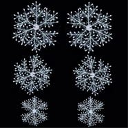 GuassLee12PCS Snowflakes Garland & 12PCS 3D Glittery Large White ...