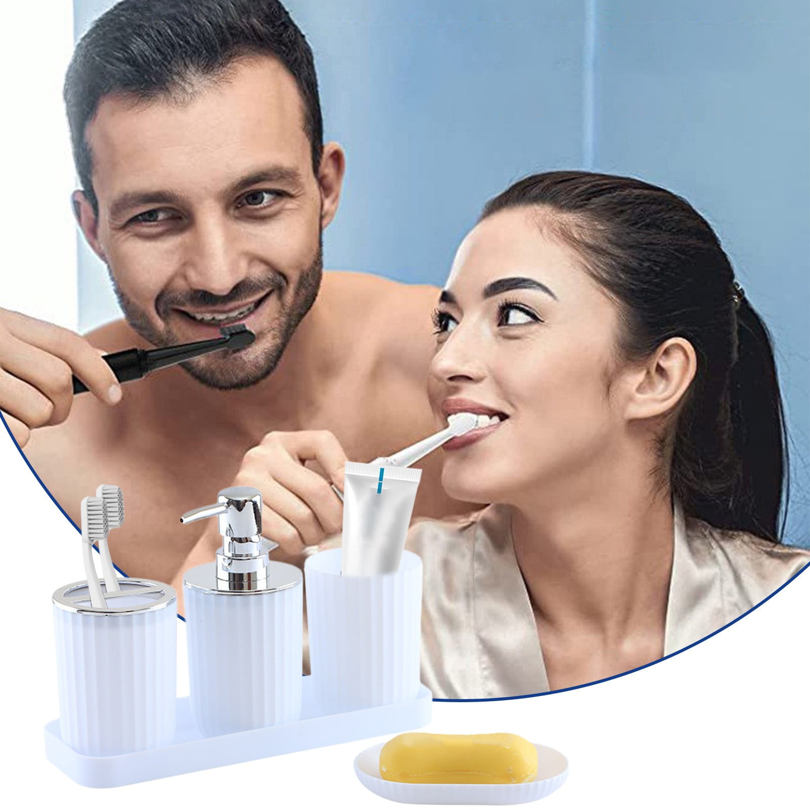 PRINxy Bathroom Cup Matte Bathroom Accessories Set 5 Pcs Modern Premium ...