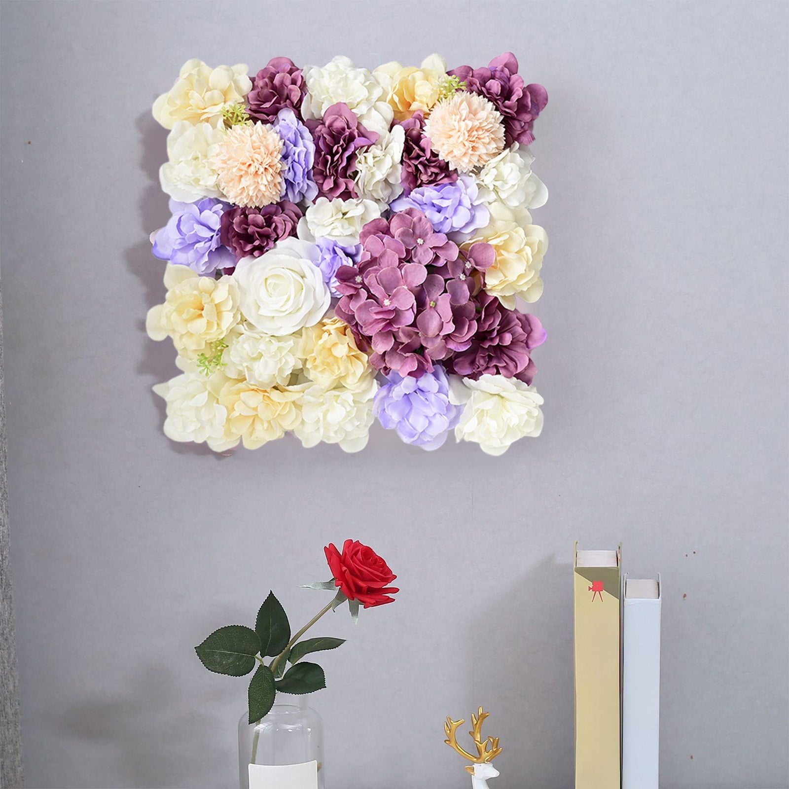 PRINxy Flower Wall Panel 13.7x13.7in Artificial Silk Flower Hydrangea ...