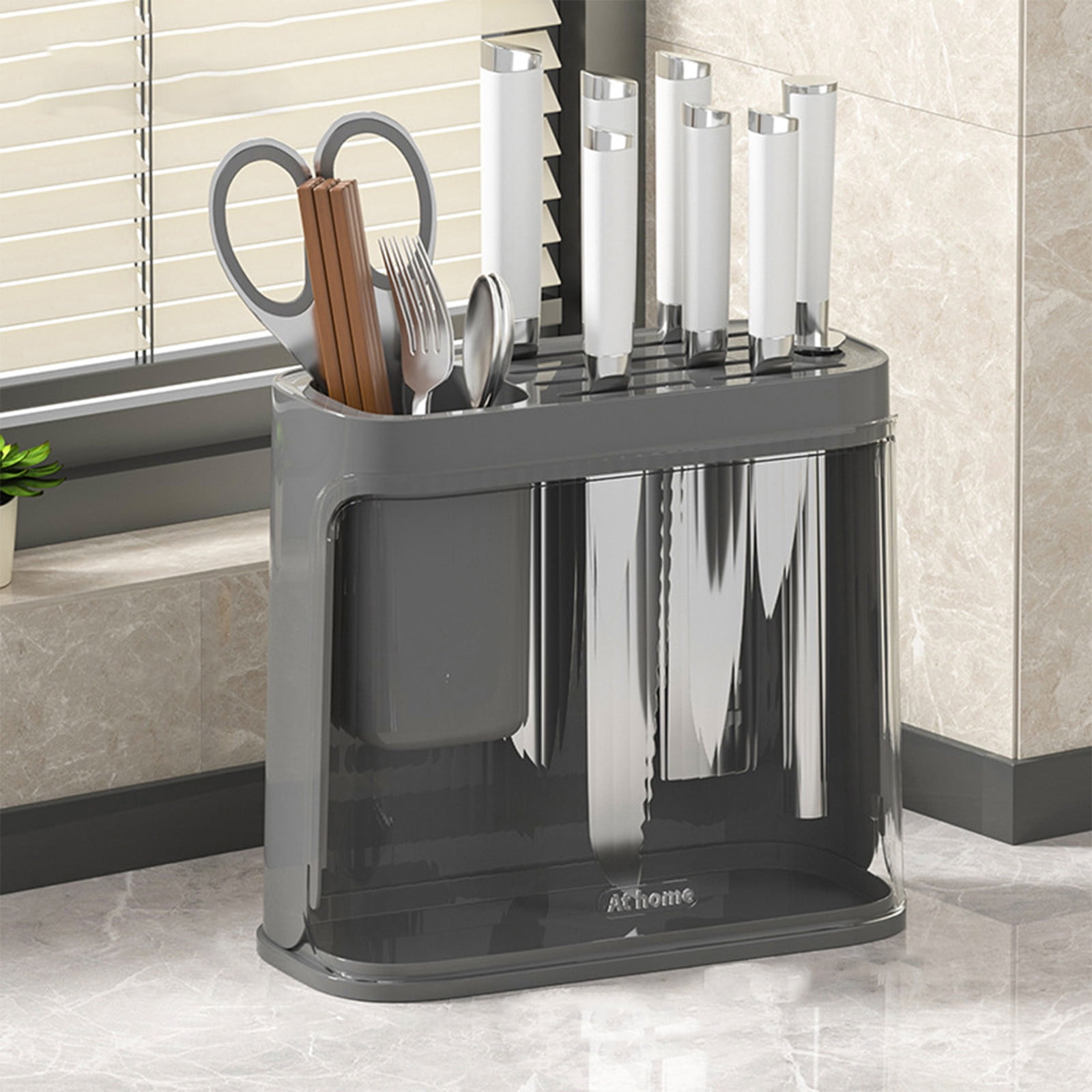 PRINxy Kitchen Plastic Knife Rack Shelf Countertop Multifunctional ...