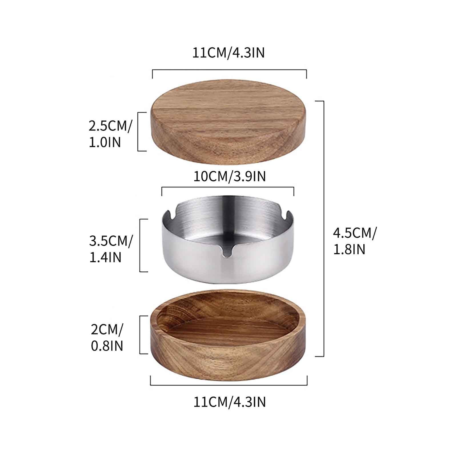 PRINxy Round Wood Ashtray Household Living Room With Cover Fly Ash ...