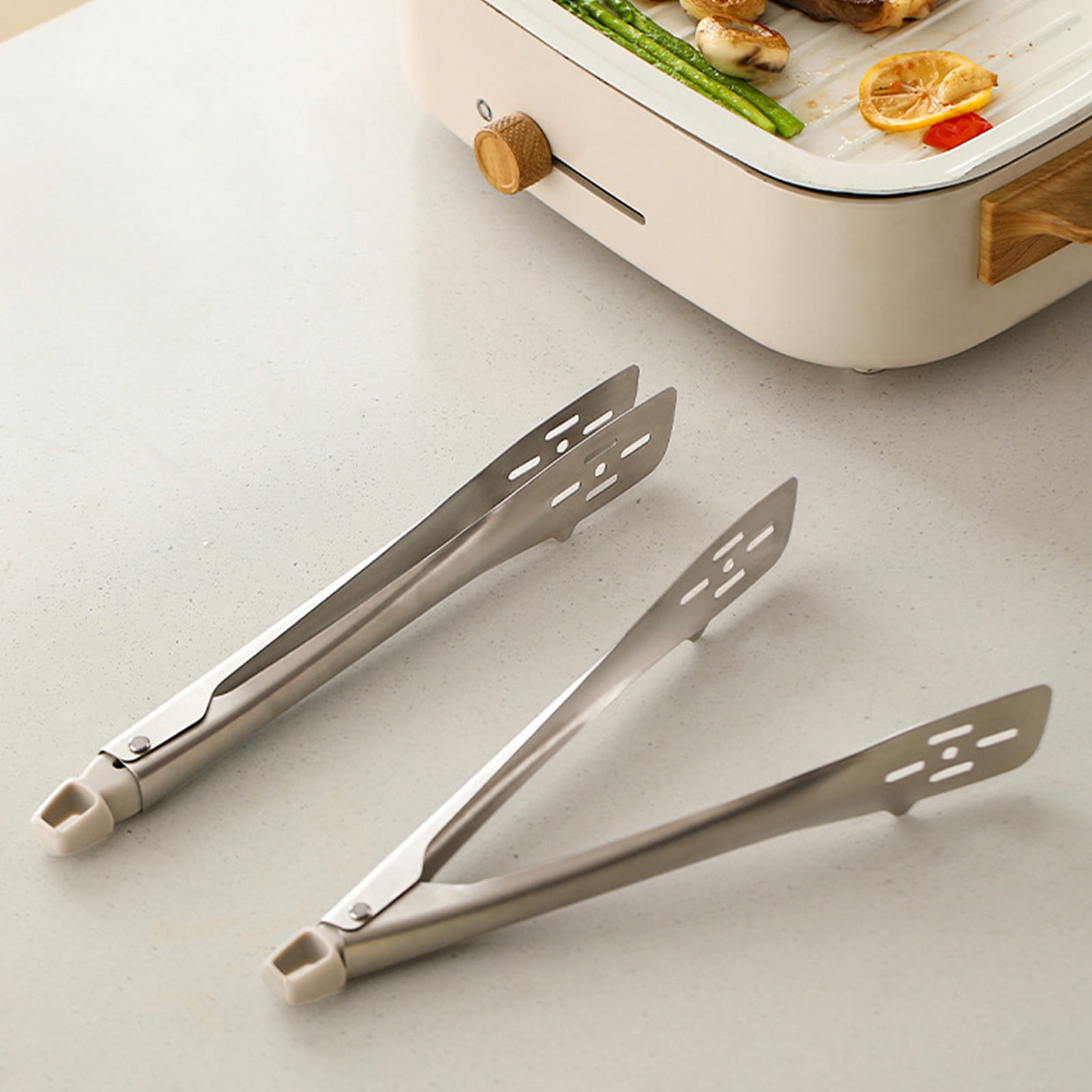 PRINxy Stainless Steel Food Tongs with Comfortable Grip Extended Handle ...