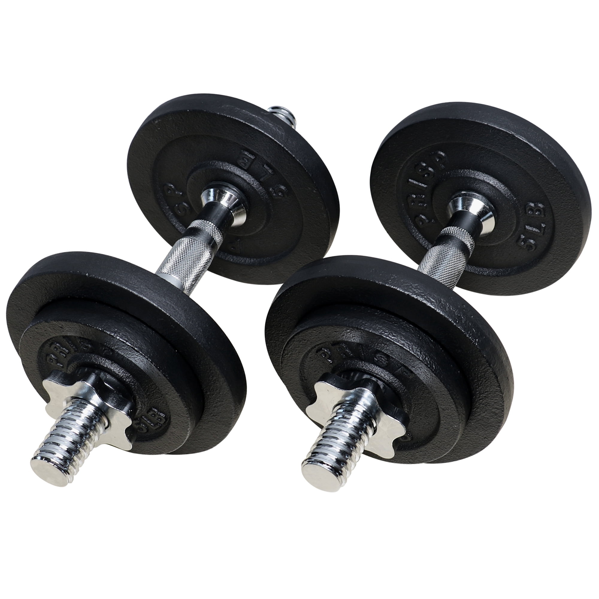 PRISP Adjustable Weight Dumbbells Set - Includes 2 Bars, Cast Iron ...