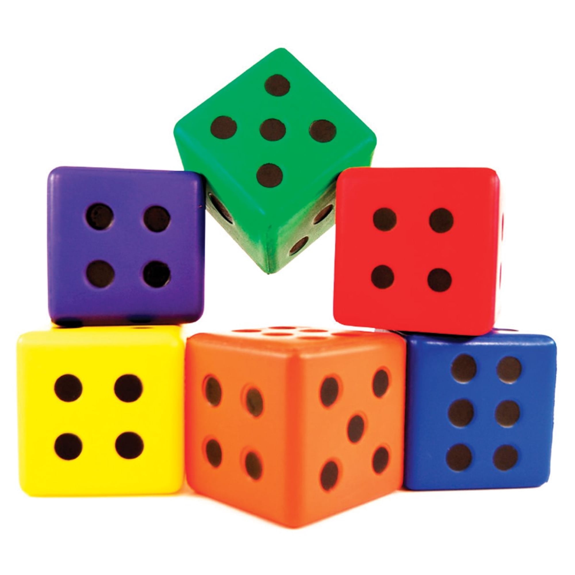 PRISP Colored Soft Foam Dice - Set of 6 Educational Cubes - Walmart.com