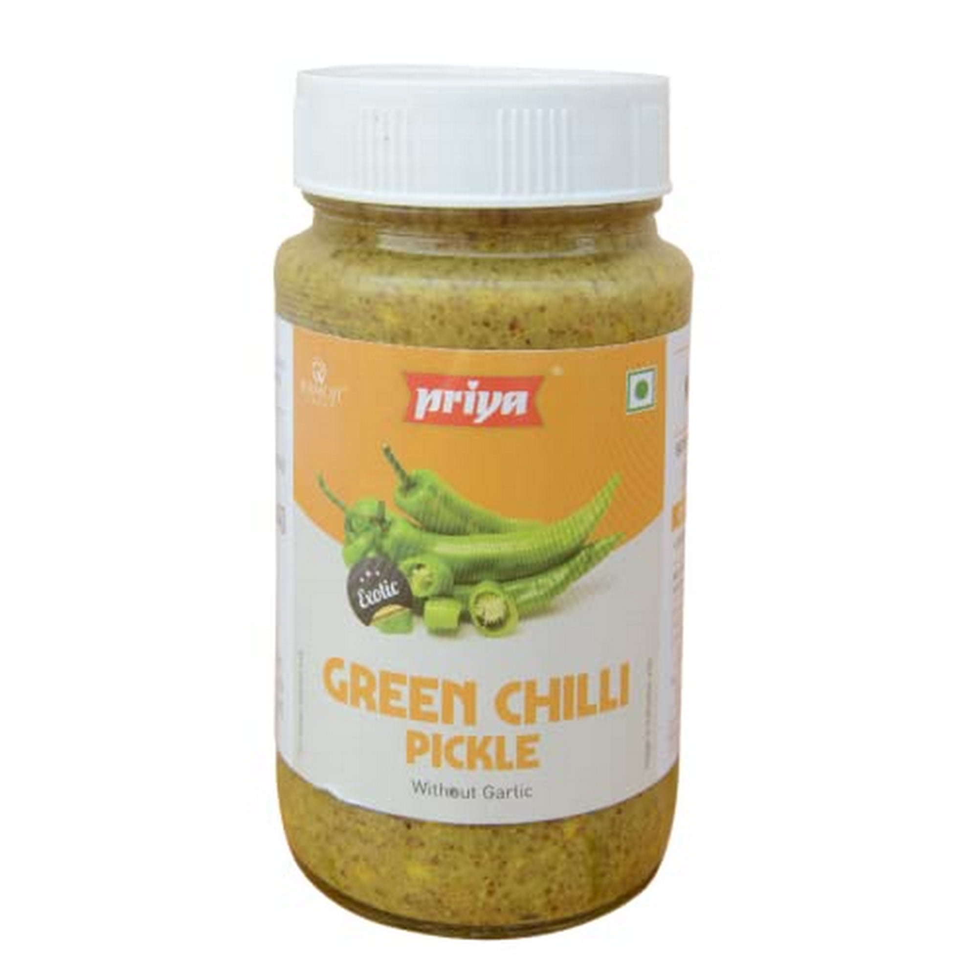 PRIYA Green Chilli Pickle without Garlic - 300 Grams (10.58oz ...