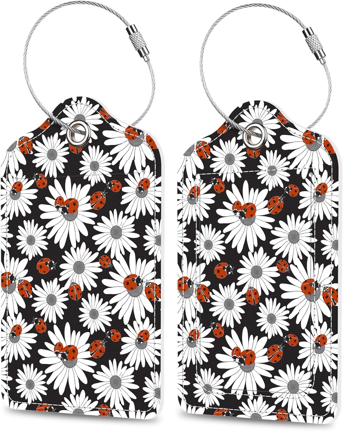 PRIYAL 2 Pack Chamomile and Ladybugs Luggage Tags Bag Tag Privacy Name ...