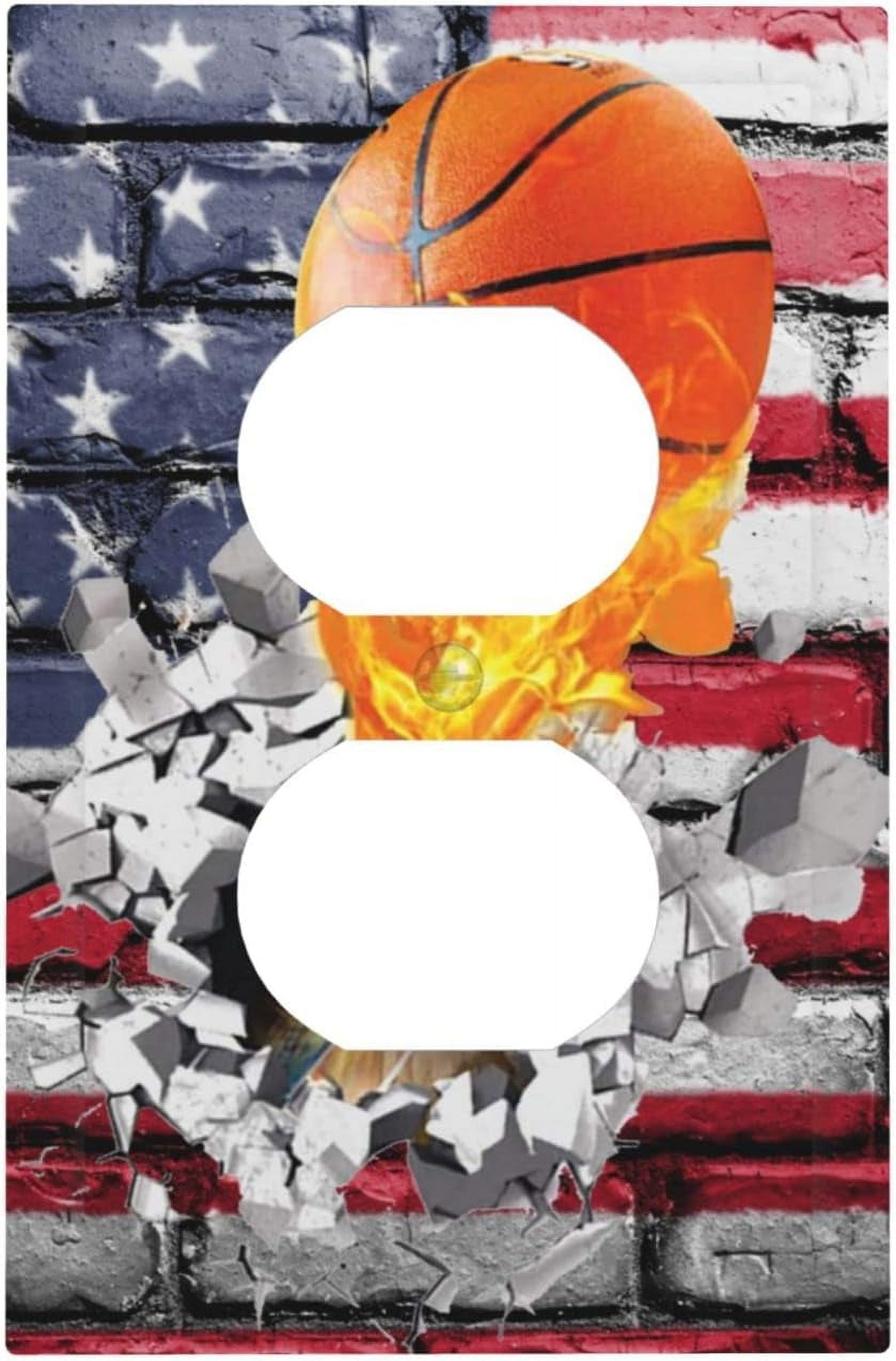 PRIYAL Basketball And American Flag 1 Gang Duplex Outlet Mid-size Light ...