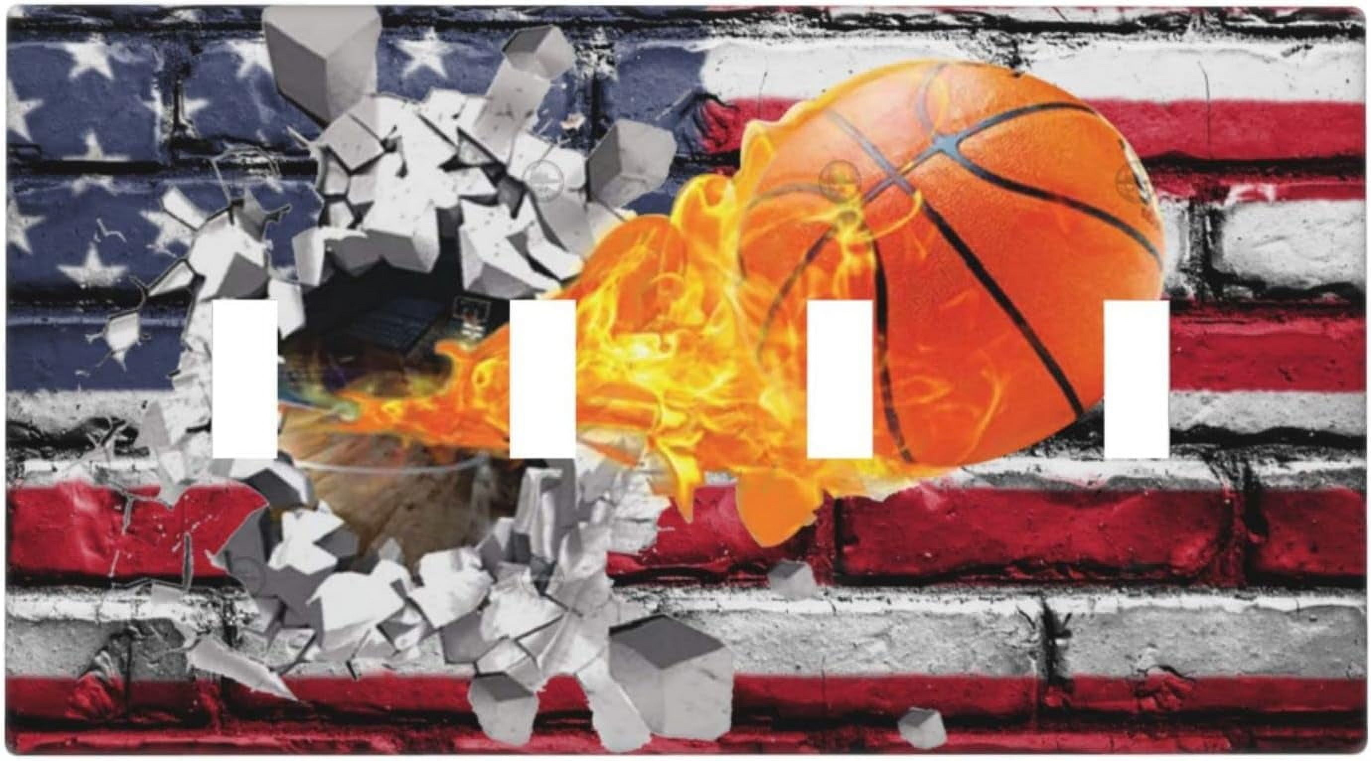 PRIYAL Basketball And American Flag 4 Gang Toggle Light Switch Cover ...