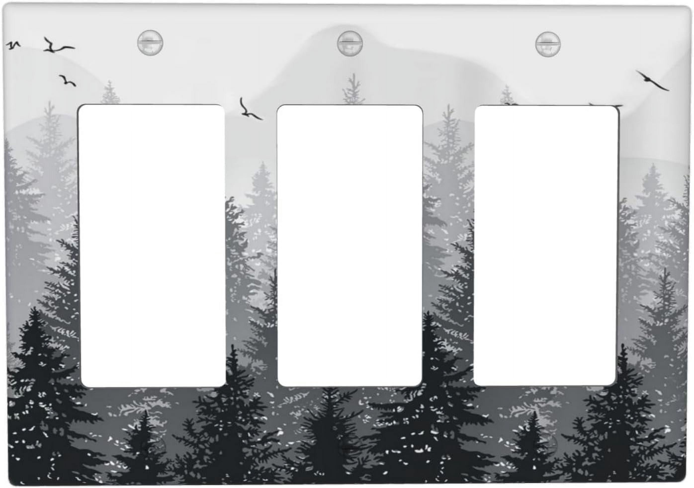 PRIYAL Black And White Misty Forest Pine Tree Foggy Mountain Woodland ...