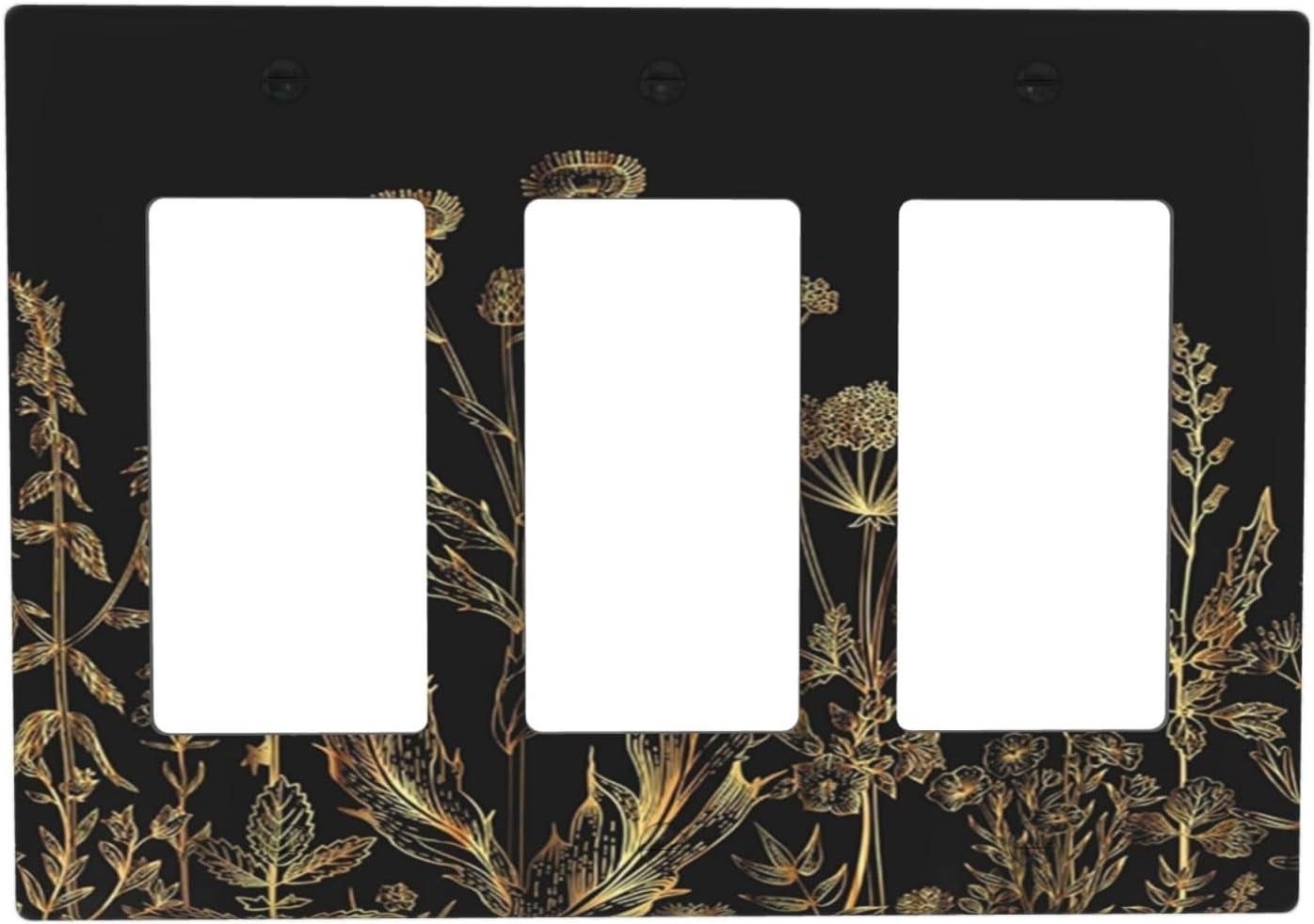 PRIYAL Black Gold Floral Wildflowers Vintage Flower 3 Gang Triple ...