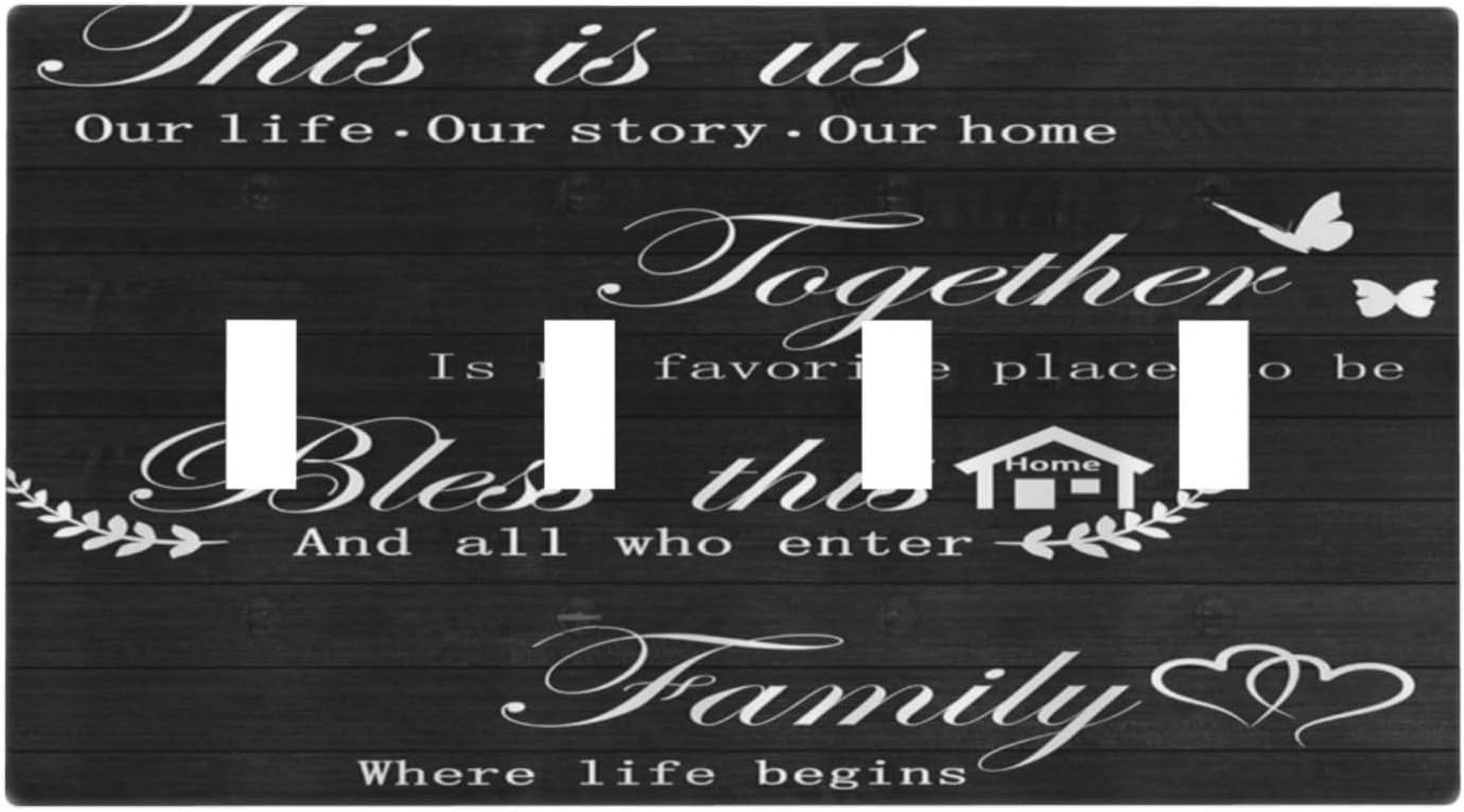 PRIYAL Black Wooden Family Signs 4-Gang Quad Toggle /8 x 4.5 IN Light ...