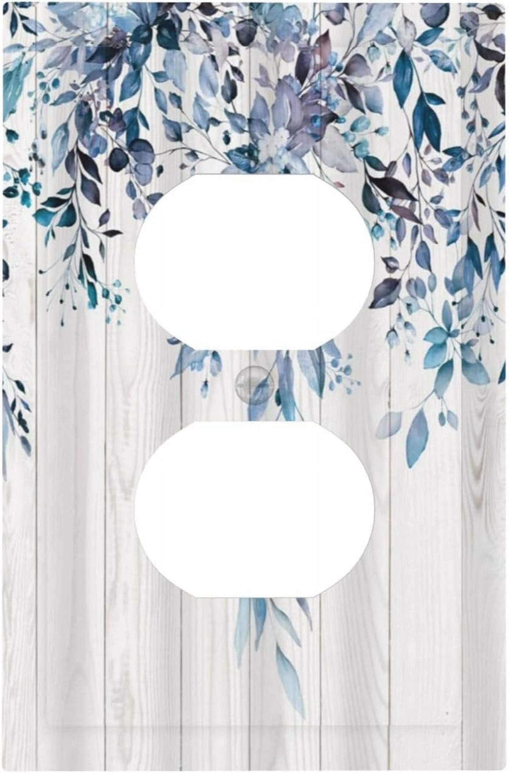 PRIYAL Blue Eucalyptus Vintage Rustic Watercolor Plant Leaves 1-Gang ...