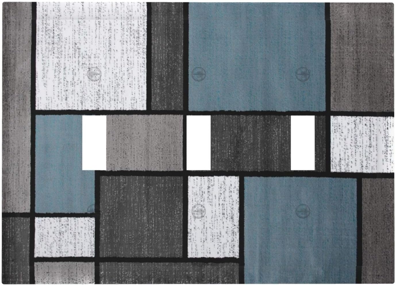 PRIYAL Blue/Gray Contemporary Modern Triple Toggle Wall Plate - 4.8 x 6 ...