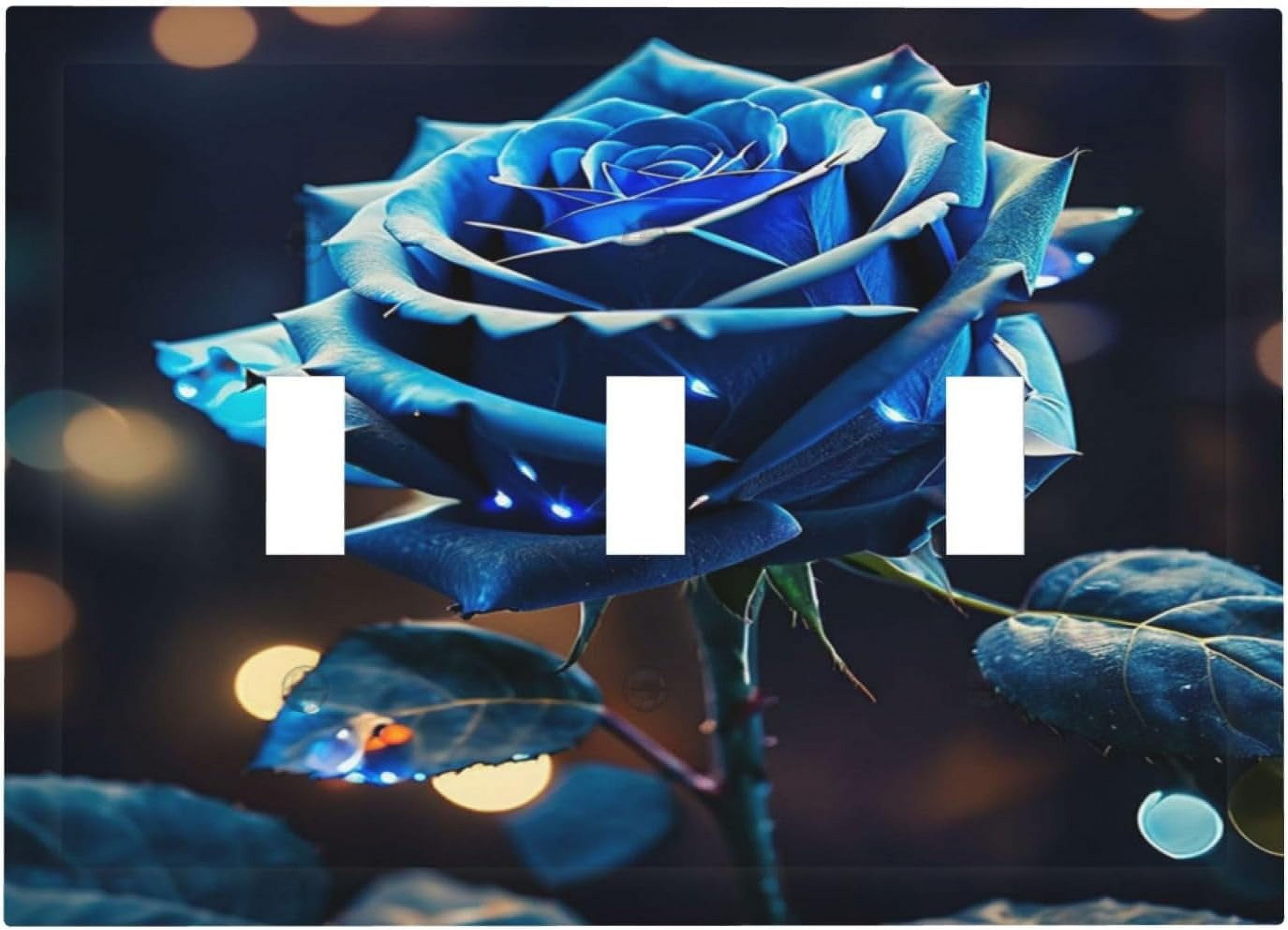 PRIYAL Blue Rose Botanical 3 Gang Triple Toggle Light Switch Cover ...