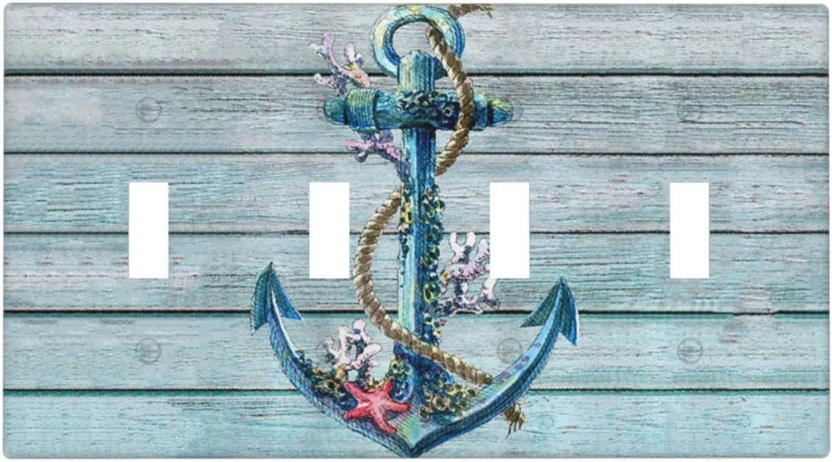 PRIYAL Board Nautical Anchor 4 Gang Toggle Light Switch Cover ...