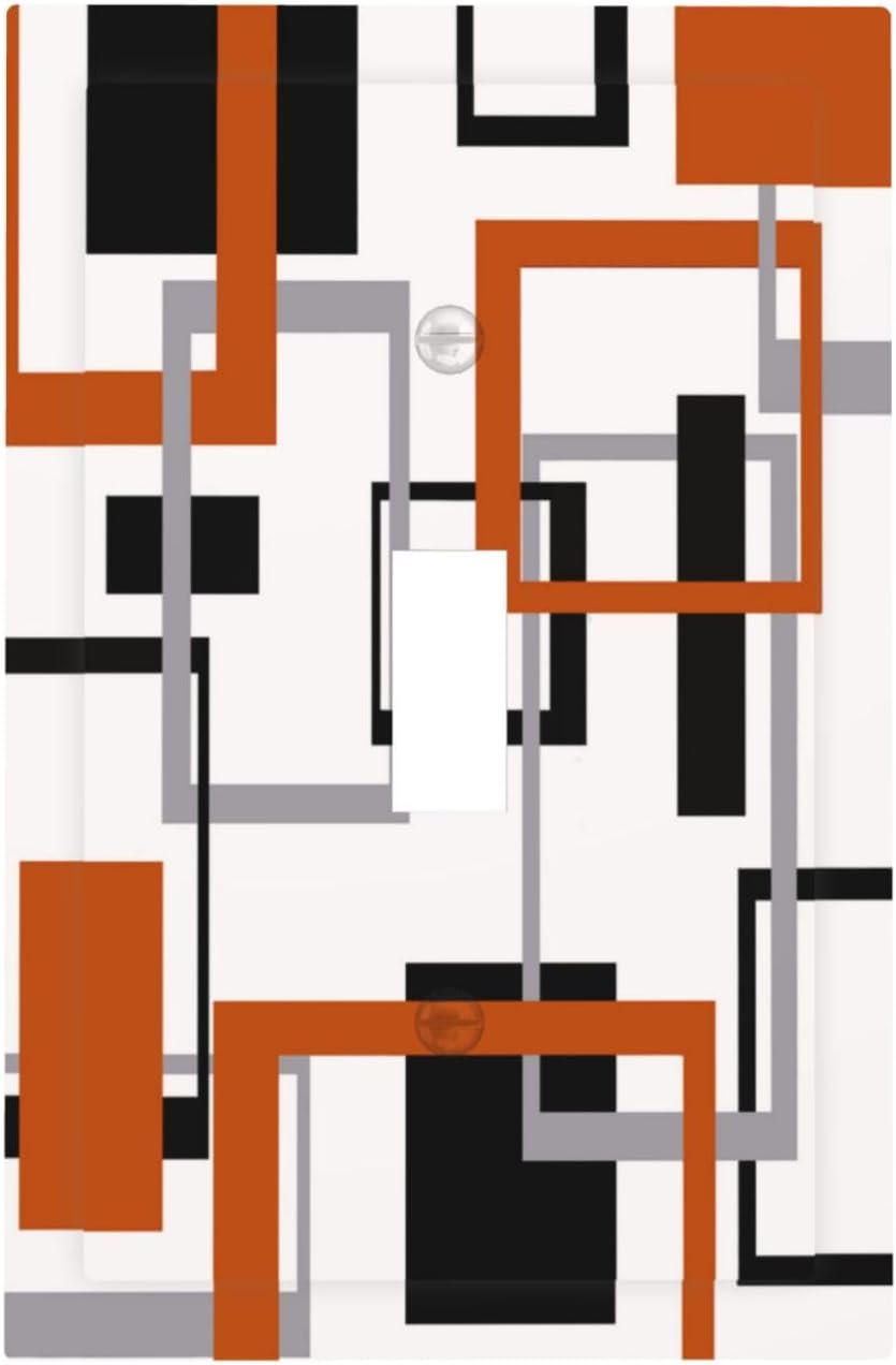 PRIYAL Burnt Orange Mid Century Modern Geometric Plank Single Toggle ...