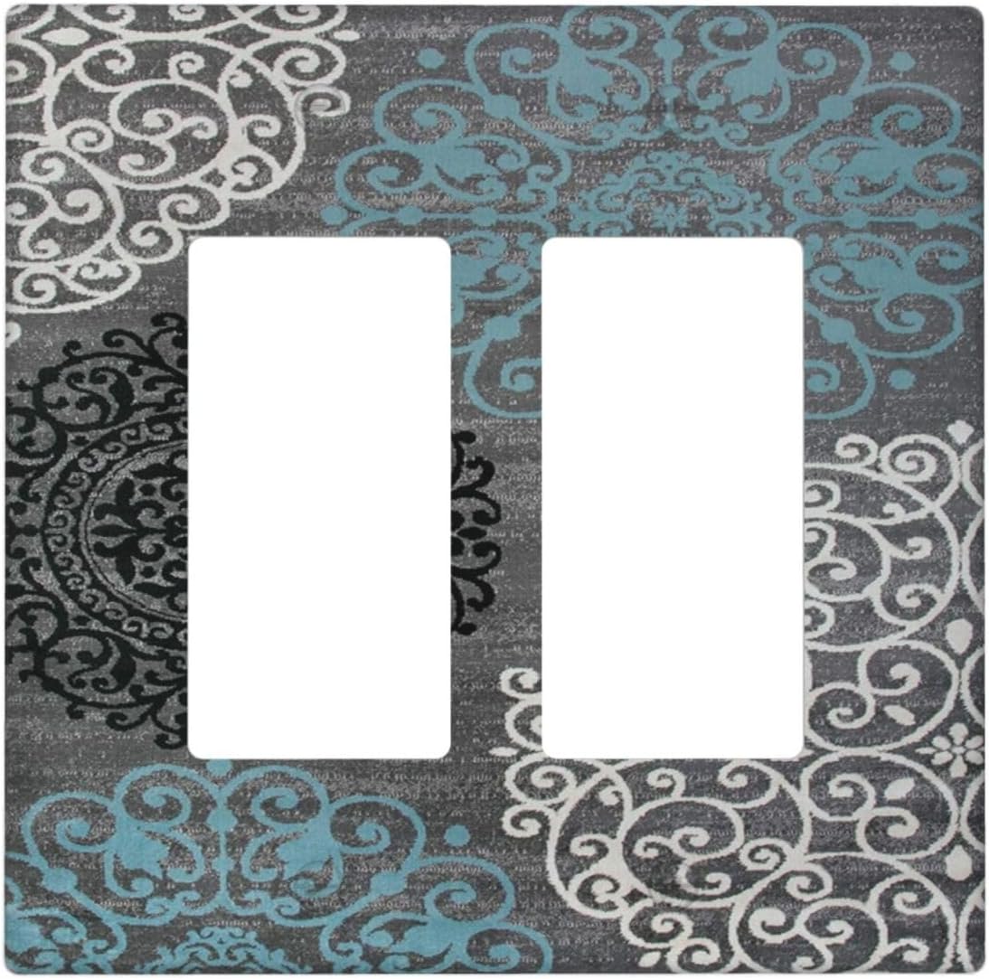 PRIYAL Contemporary Modern Floral Double Rocker Wall Plate - 4.5 x 4.6 ...