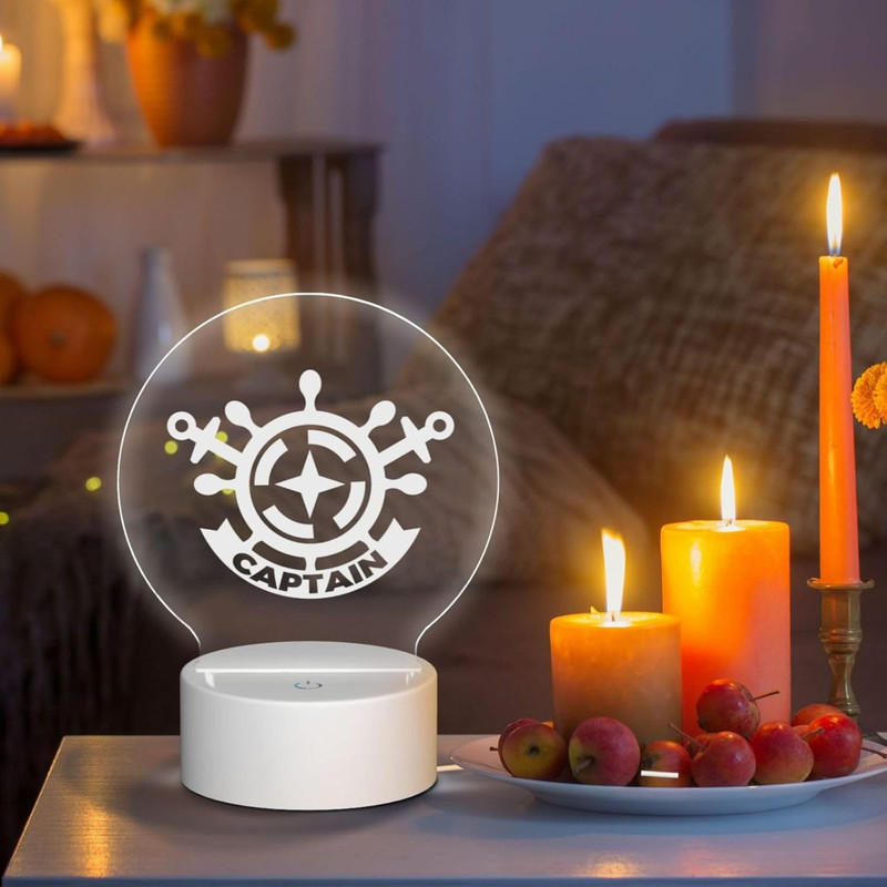 PRIYAL Double-sided Sea Ship Captain Print Acrylic Night Light, Color ...