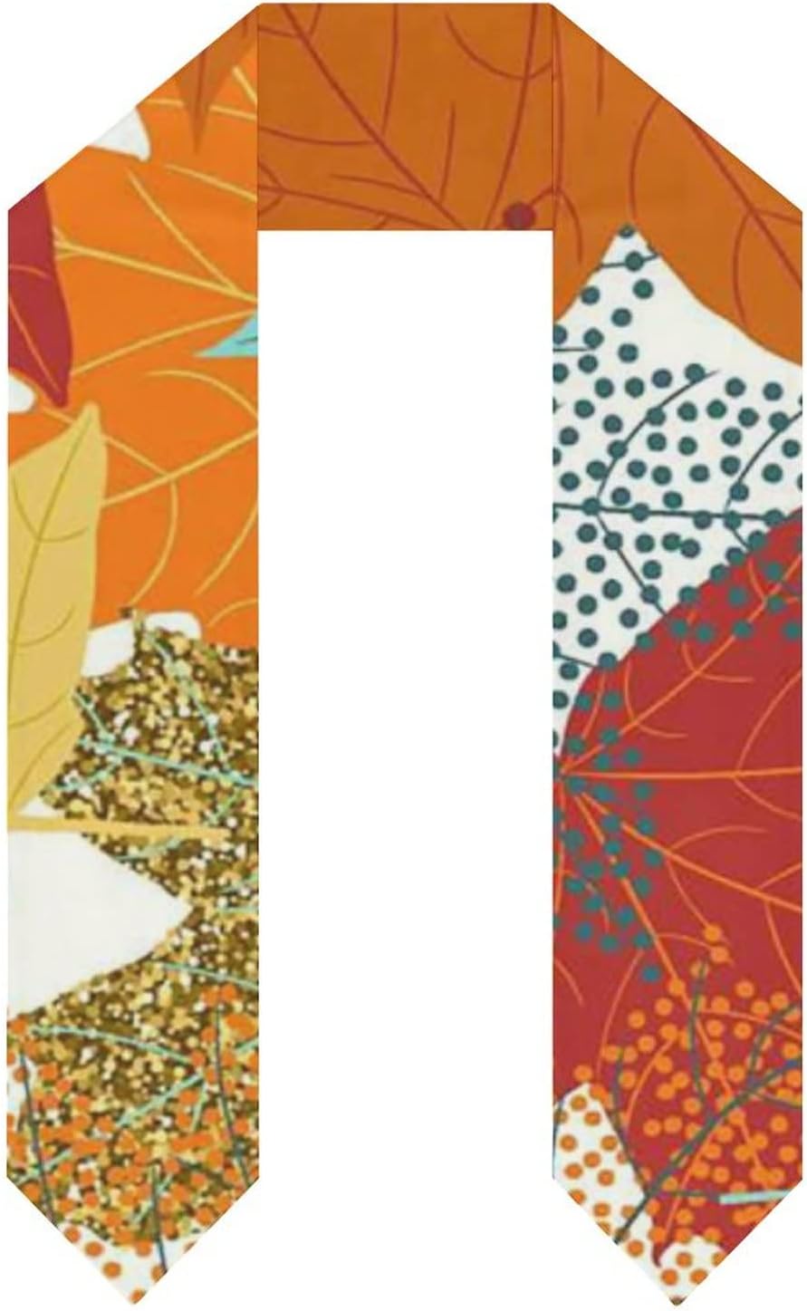 PRIYAL Fall Maple Leaves Design Pattern Graduation Shawl Print Stoles ...