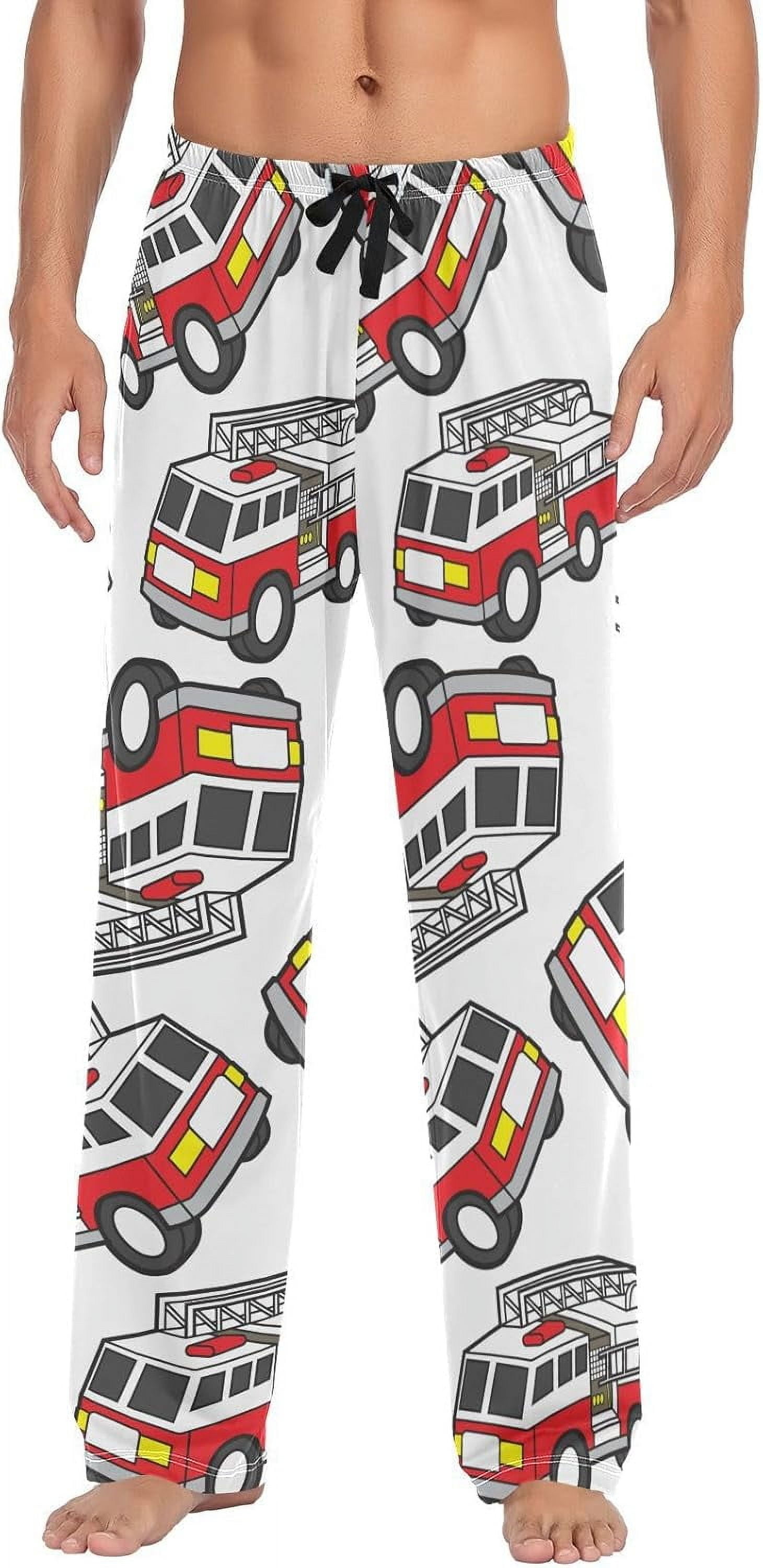 PRIYAL Fire Engine Pajama Pants Hydrant Fire Truck Men's Pajama Bottoms ...