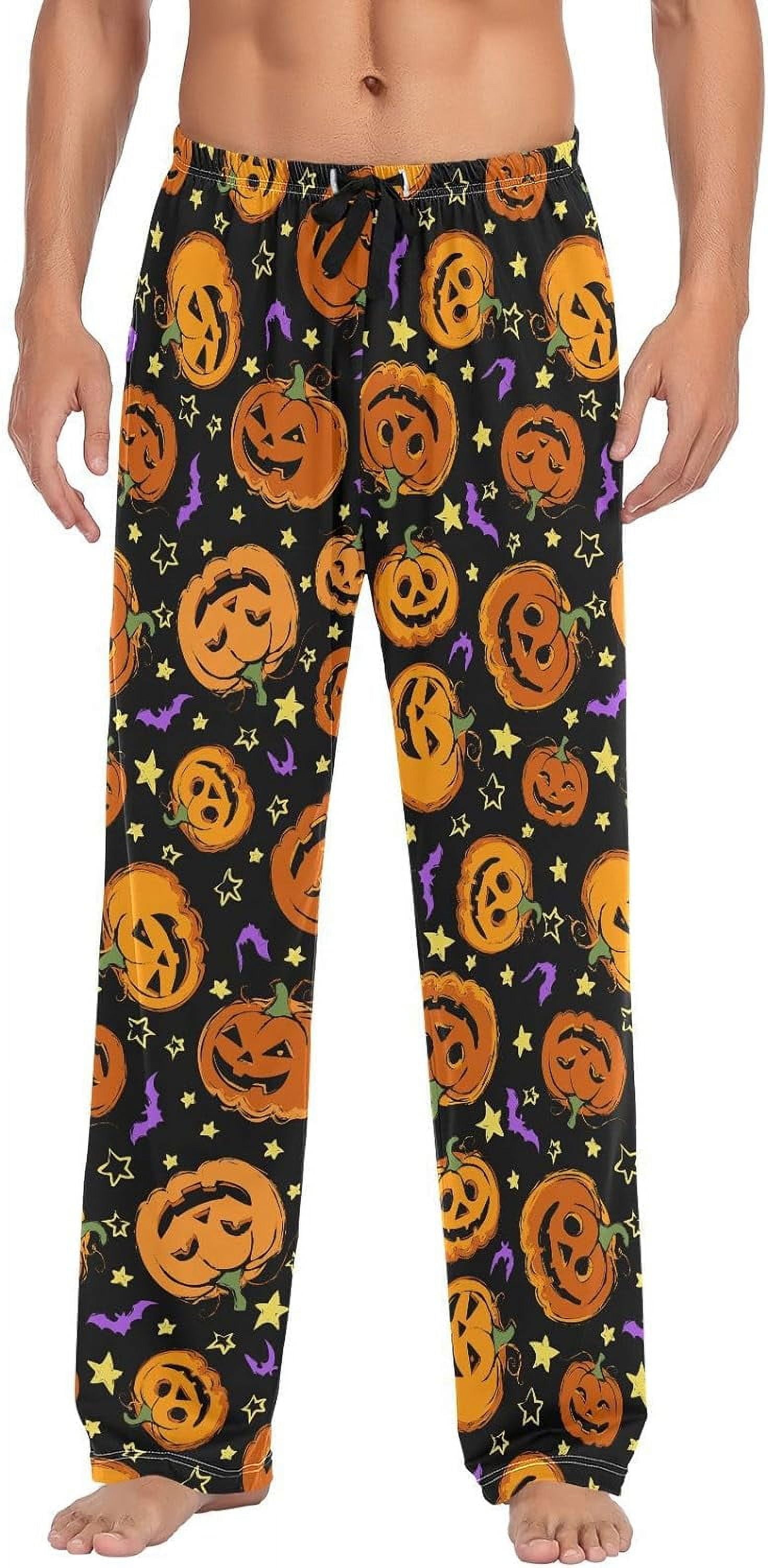 PRIYAL Halloween Bat Pumpkin Men's Pajama Pants Sleepwear Pajama Pant ...