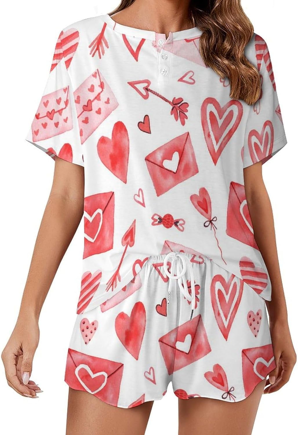 PRIYAL Heart Candy Lovely Women's Summer Home Suit Pajama Short Sleeve ...
