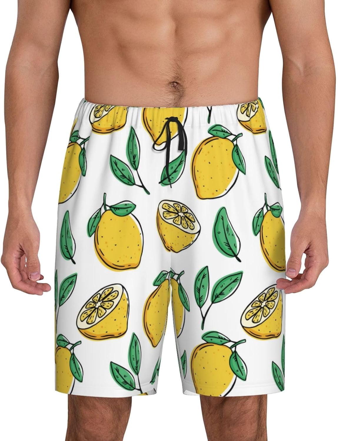 PRIYAL Lemon Leaf Mens Pajama Shorts Pants-Men'S Pajama Bottoms Men ...