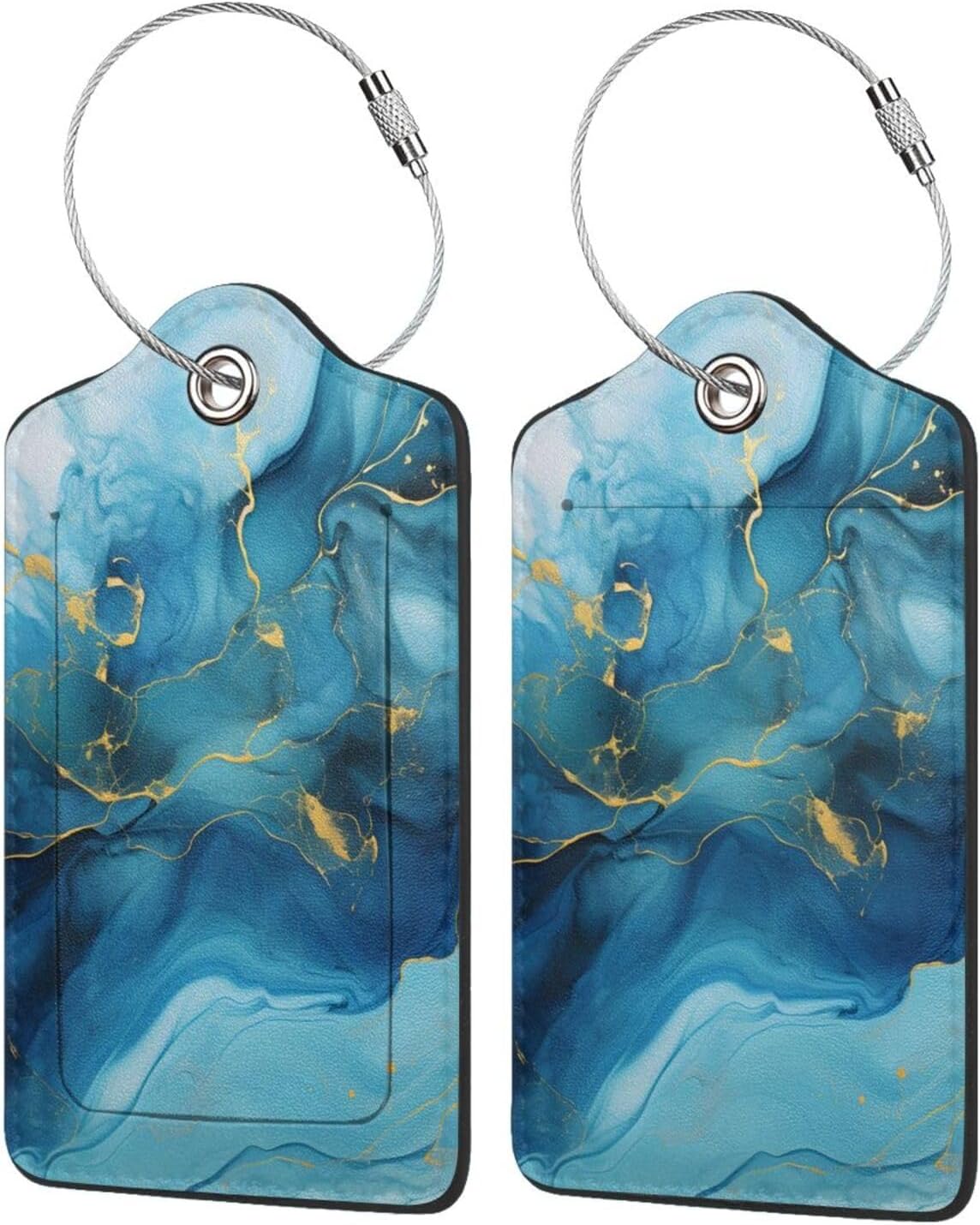 PRIYAL Luggage Tags for Suitcases Set of 2 Leather Dream Marble Luggage ...