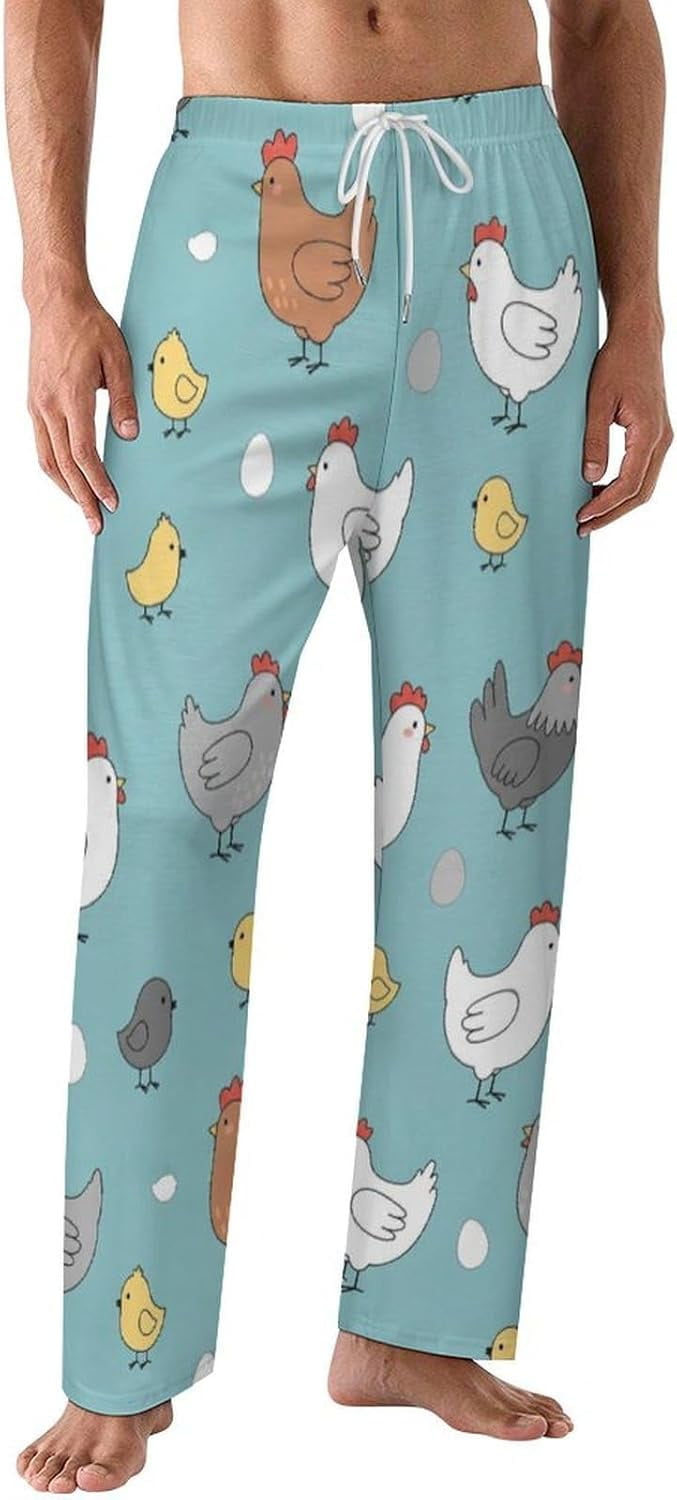 PRIYAL Mens PJ Pajama Pants Chicken Eggs Pattern Bottoms Lounge Pants ...