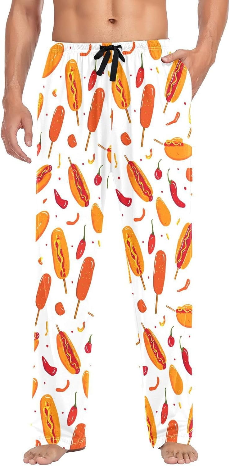 PRIYAL Mens Pajama Pants Chili Corn Dogs Pajama Bottoms Lightweight ...