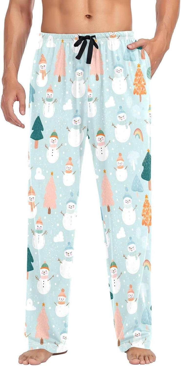 PRIYAL Mens Pajama Pants Christmas Cute Snowmen Pajama Bottoms ...