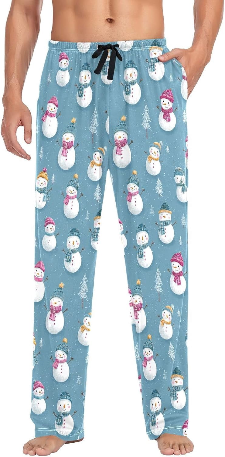 PRIYAL Mens Pajama Pants Cute Snowmen Christmas Pajama Bottoms ...