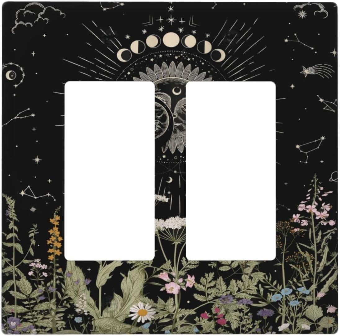PRIYAL Moon Phase Stars Boho Wildflower Botanical Floral Print 2 Gang ...