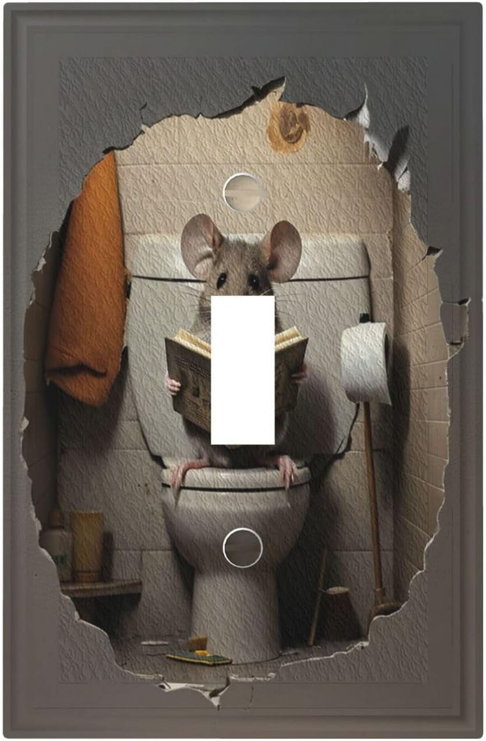 PRIYAL Mouse Sitting On Toilet In Mouse Hole 1 Gang Single Toggle - 5 x ...